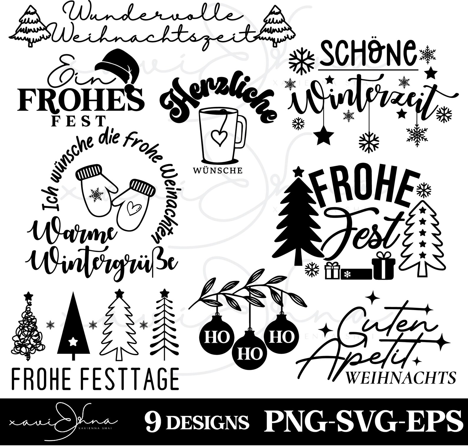 German Christmas Designs SVG PNG EPS: Cricut Silhouette Cut Files ...