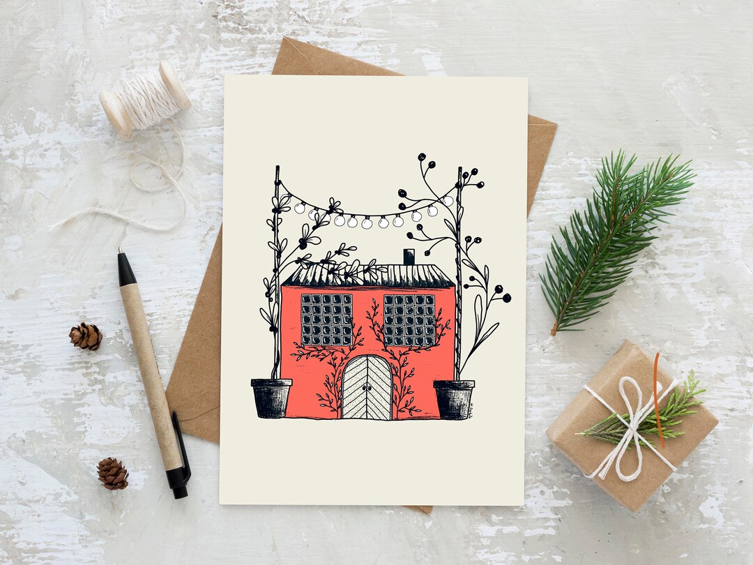 Cosy House Printable Christmas Card Winter Prints - Etsy