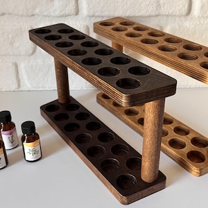 Essential Oil Holder Rack, Wooden Essential Oil Stand, 15ml Bottle ...