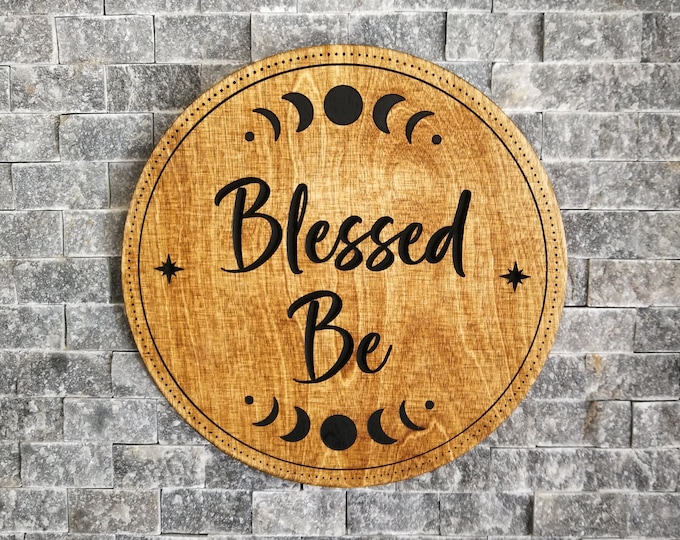 Blessed Be Sign Witchy Wall Hanging Blessed Moon Phases | Etsy