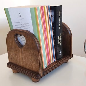 Wooden Tabletop Bookshelf With Heart Carving, Desktop Book Rack ...