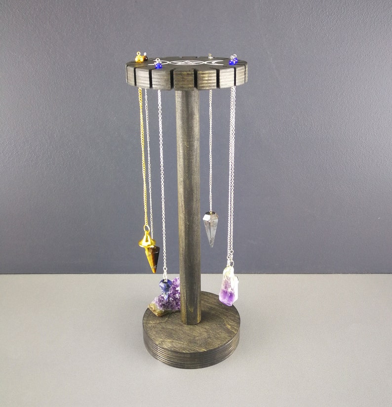 Pendulum Stand With Pentacle Triple Moon Engrave, Pendulum Holder ...