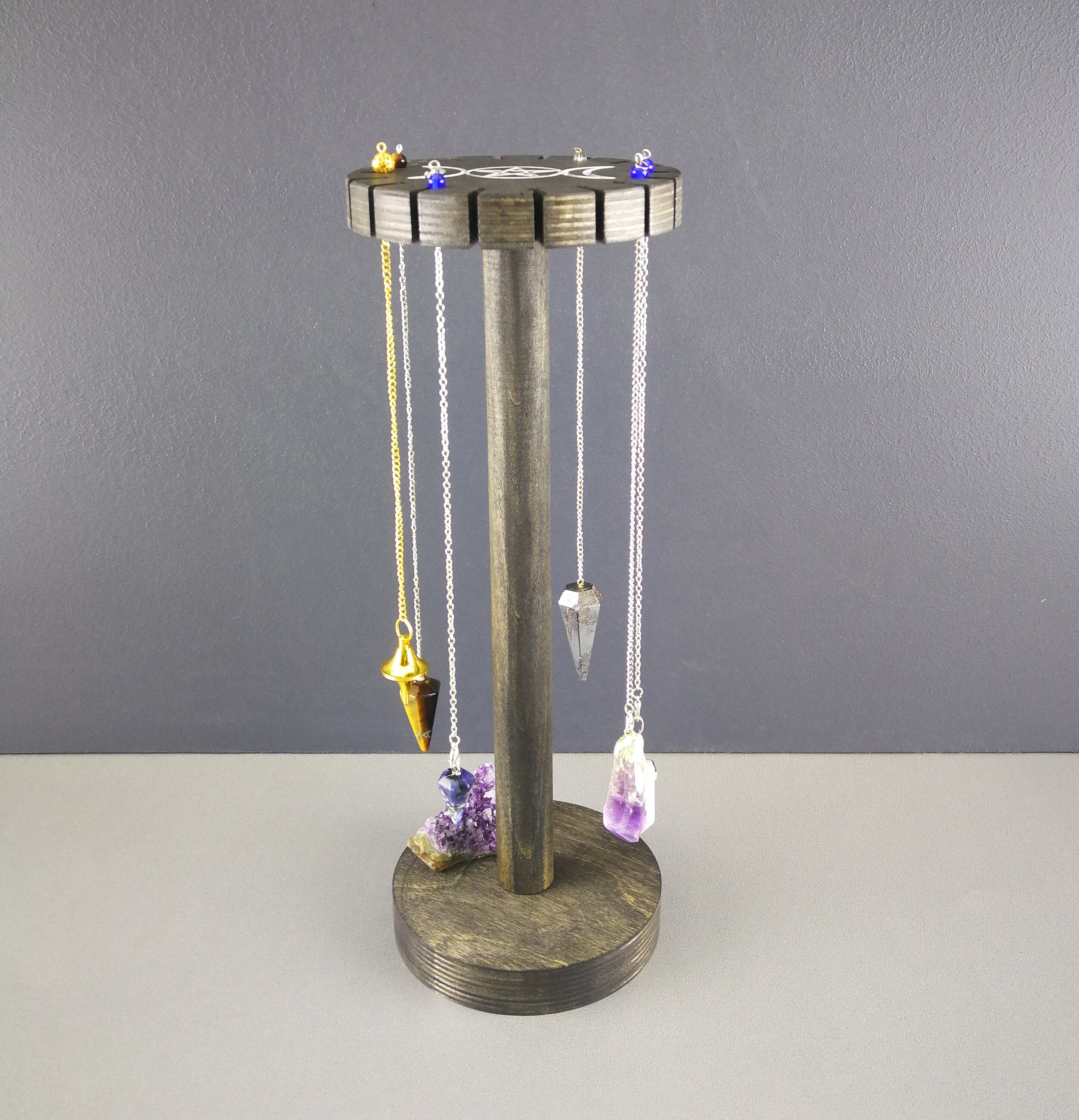 Pendulum Stand With Pentacle Triple Moon Engrave Pendulum - Etsy