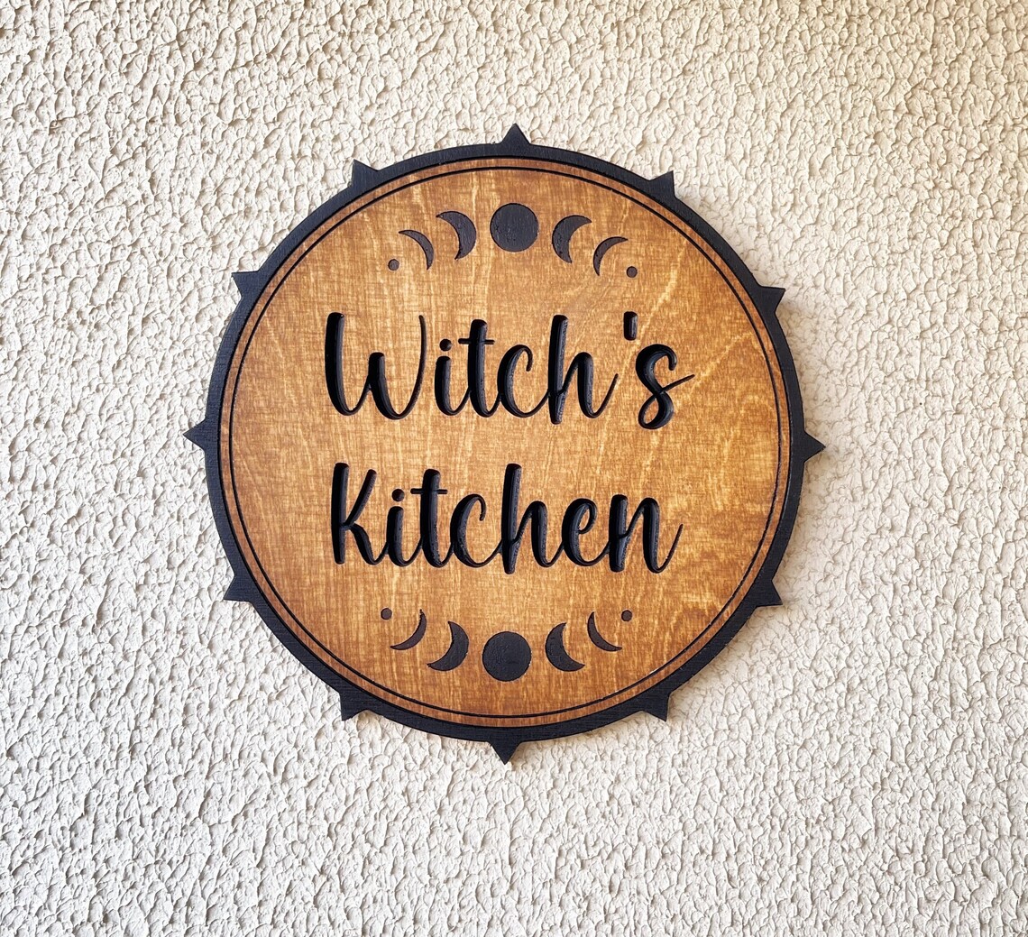 Witch's Kitchen Moon Phases Wooden Wall Decor Kitchen - Etsy