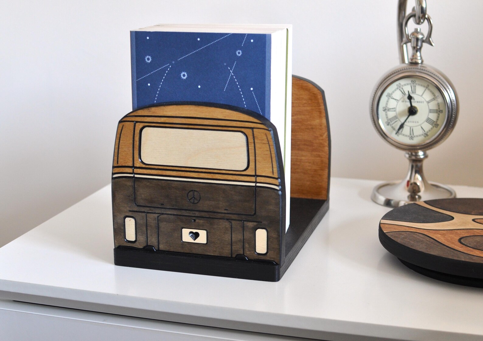 Wooden Tabletop Bookshelf With Hippie Bus Carving, Nursery Decor - Etsy