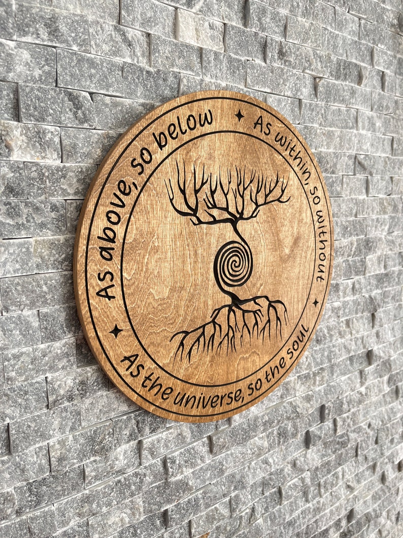 As Above so Below Life of Tree Wooden Wall Hanging, Yggdrasil Spiral ...