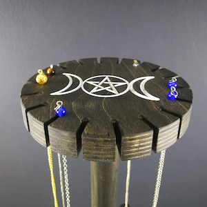 Pendulum Stand With Pentacle Triple Moon Engrave, Pendulum Holder ...
