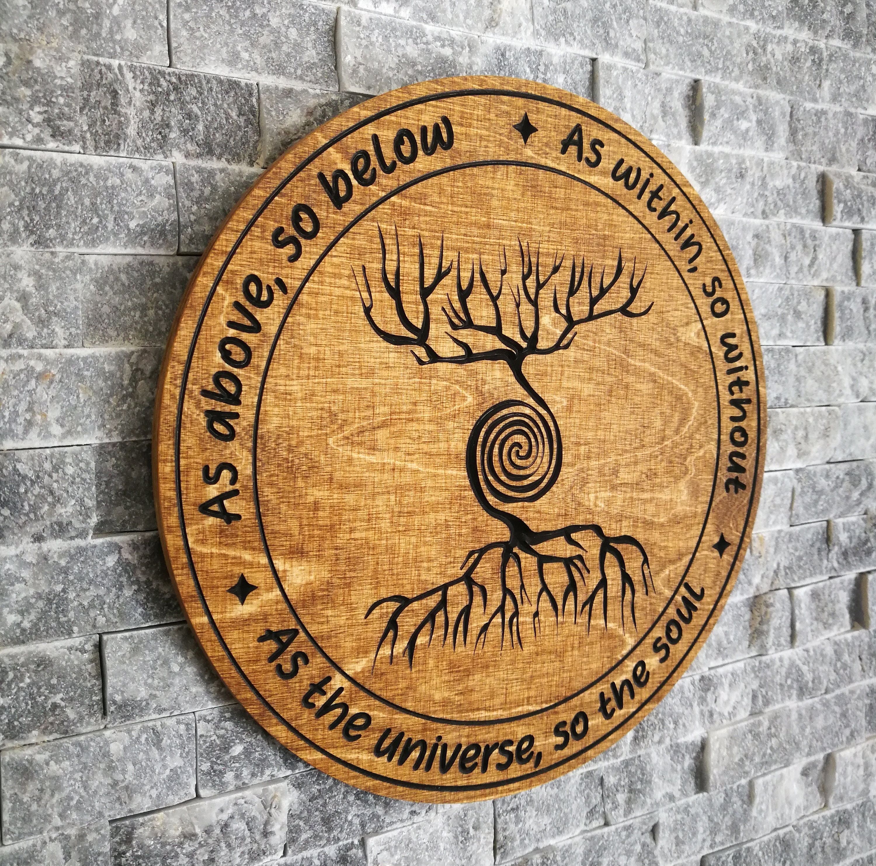 As Above so Below Life of Tree Wooden Wall Hanging, Yggdrasil Spiral ...