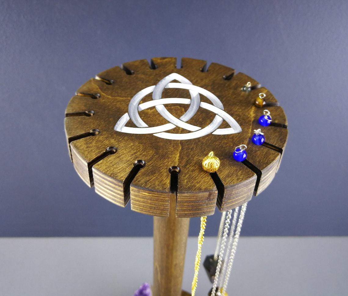 Pendulum Stand With Triquetra Engrave Pendulum Holder Wood | Etsy