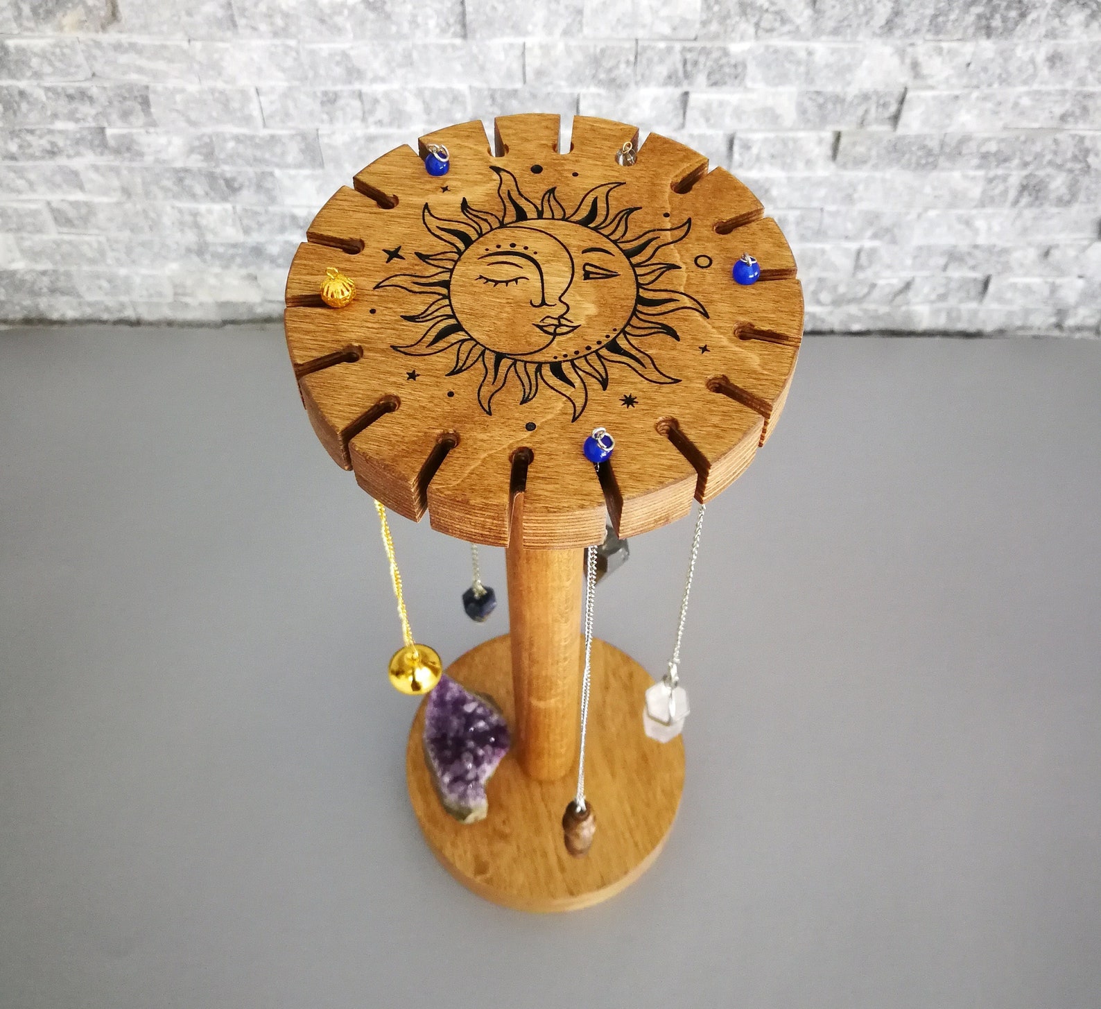 Pendulum Display Stand With Sun and Moon Engrave Pendulum - Etsy