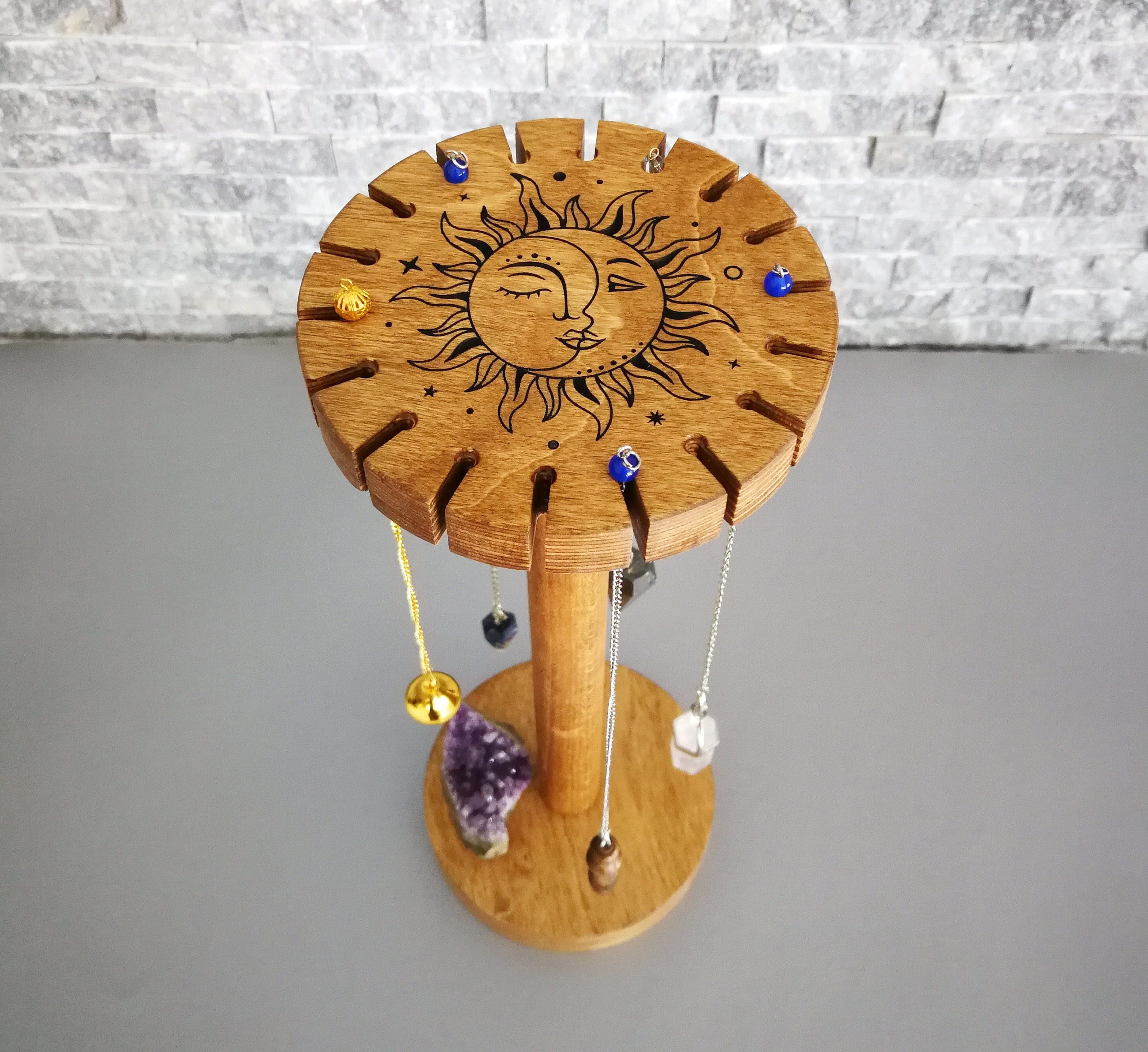 Pendulum Display Stand With Sun and Moon Engrave Pendulum - Etsy
