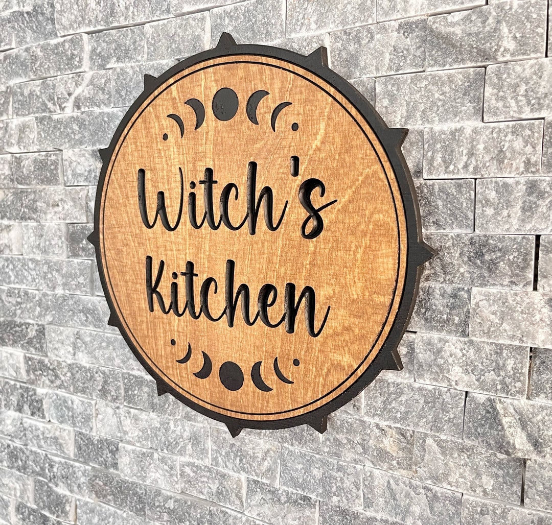 Witch's Kitchen Moon Phases Wooden Wall Decor, Kitchen Witch Sign ...
