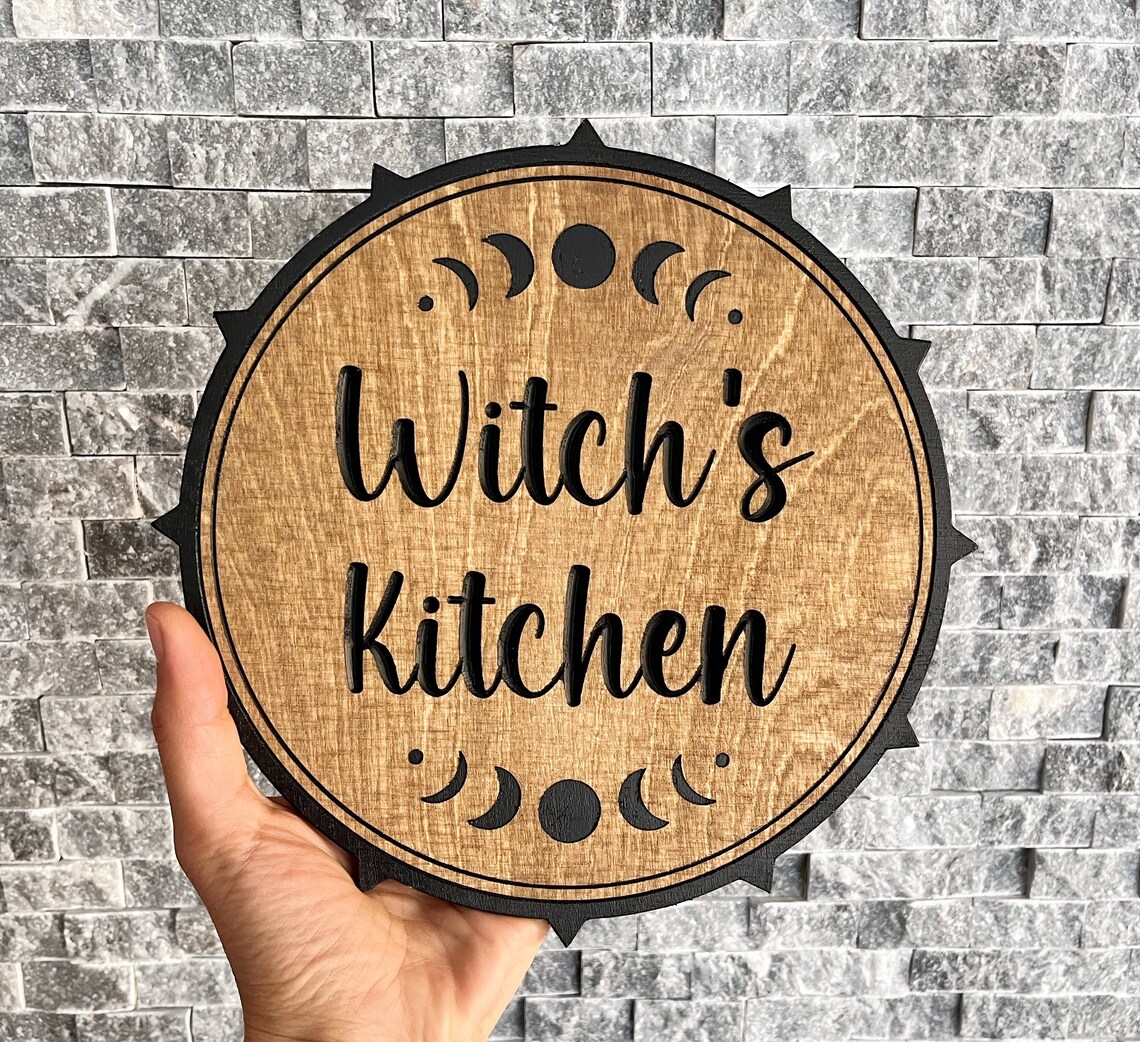 Witch's Kitchen Moon Phases Wooden Wall Decor Kitchen - Etsy