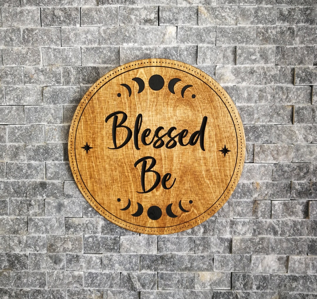 Blessed Be Sign Witchy Wall Hanging, Blessed Moon Phases Wooden Wall ...