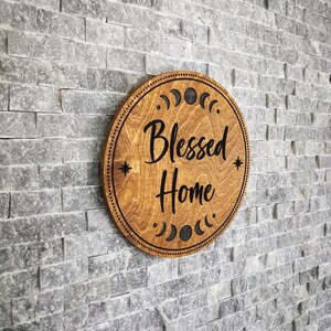 Blessed Home Sign Wicca Wall Hanging, Witchcraft Moon Phases Wooden ...