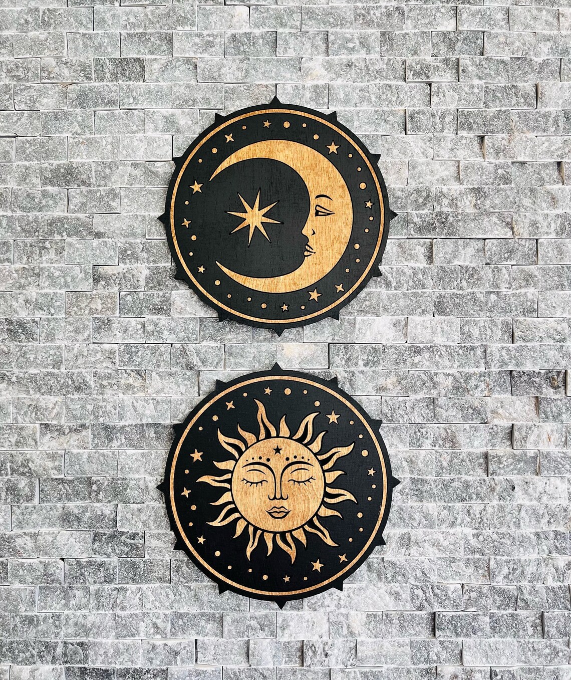 Sun and Moon Wall Art Carved Wall Hanging Sun and Moon | Etsy
