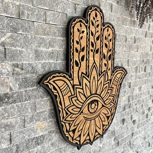 Carved Hamsa Hand Wooden Wall Hanging, Hand of Fatima Wood Wall Art - Etsy