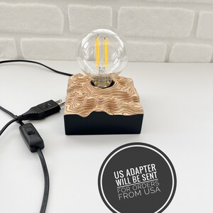 Wooden Edison Lamp, Wood Table Lamp, Mountains Lamp - Etsy
