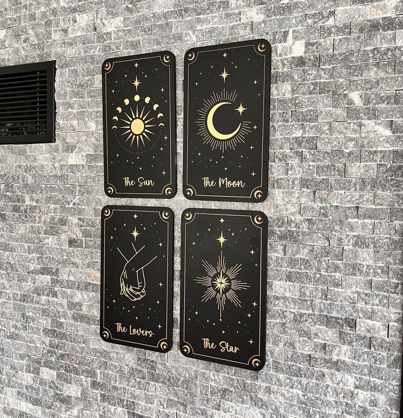 Tarot Wall Art Engraved Wood Wall Decor Tarot Card Wall - Etsy