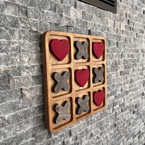 Wall Mounted Wooden Tic Tac Toe Game, Magnetic Wood XOX Board Game Wall ...