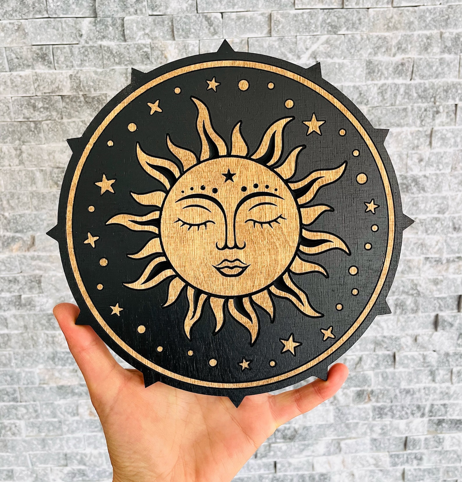 Sun and Moon Wall Art Carved Wall Hanging Sun and Moon | Etsy