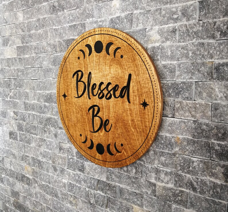 Blessed Be Sign Witchy Wall Hanging, Blessed Moon Phases Wooden Wall ...