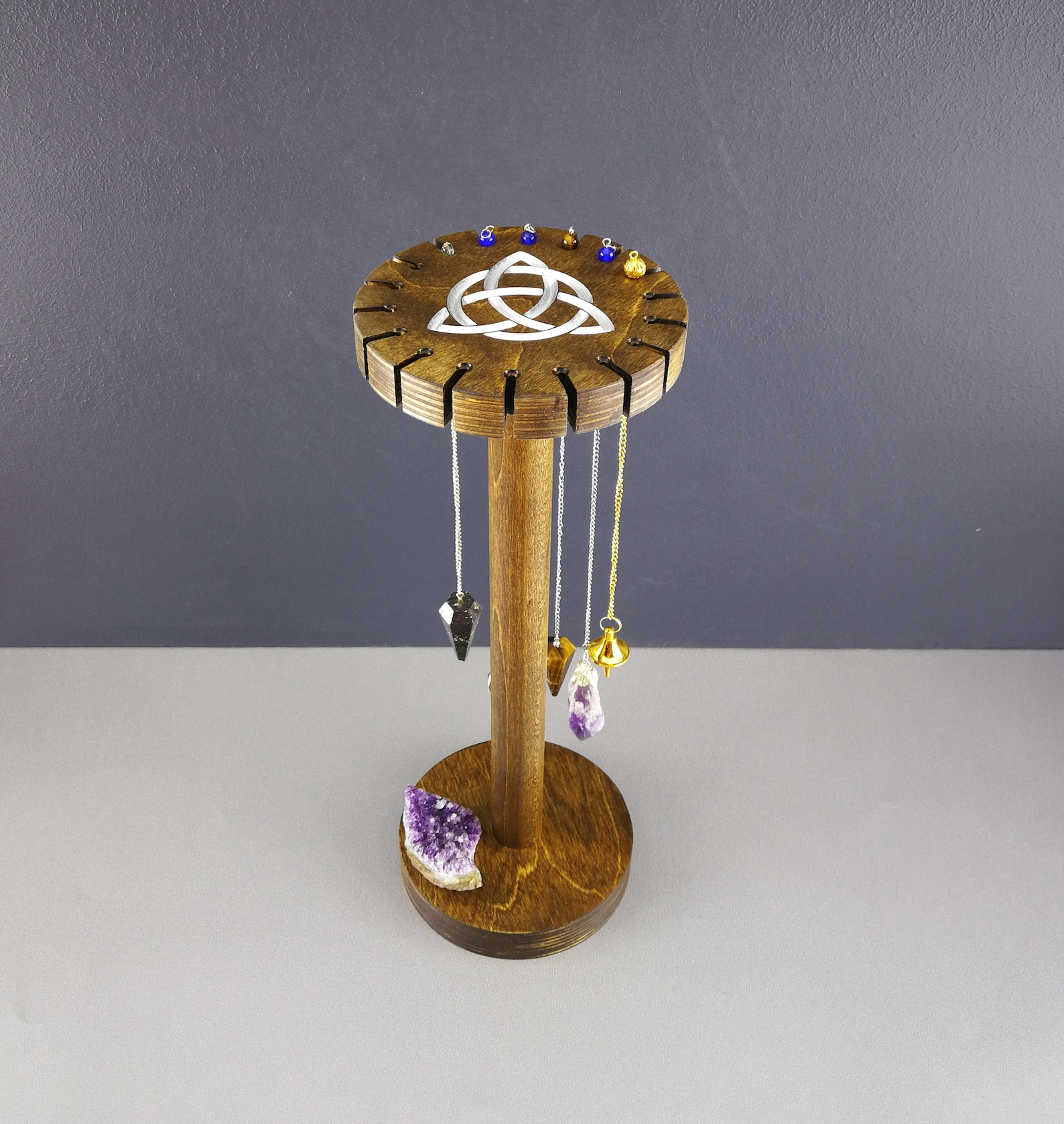 Pendulum Stand With Triquetra Engrave Pendulum Holder Wood | Etsy