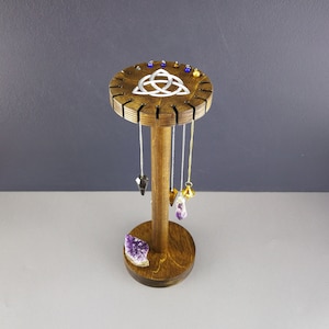 Pendulum Stand With Triquetra Engrave, Pendulum Holder, Wood Dowsing ...