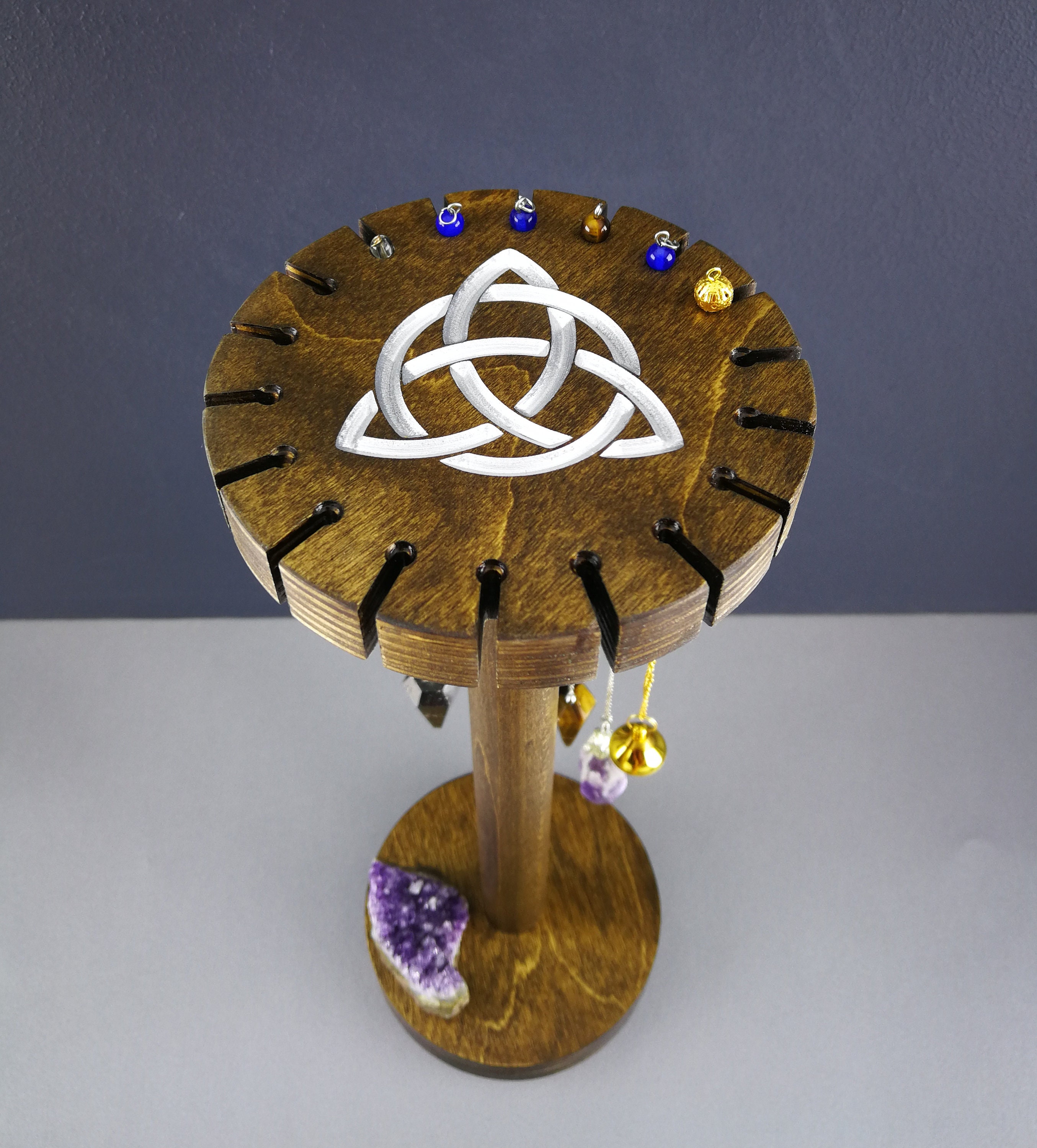 Pendulum Stand With Triquetra Engrave Pendulum Holder Wood - Etsy