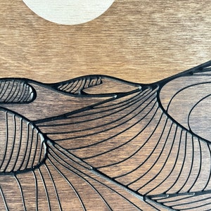 Mountain Wood Wall Art, Engraved Mountain Scene Wall Decor, Set of 3 ...