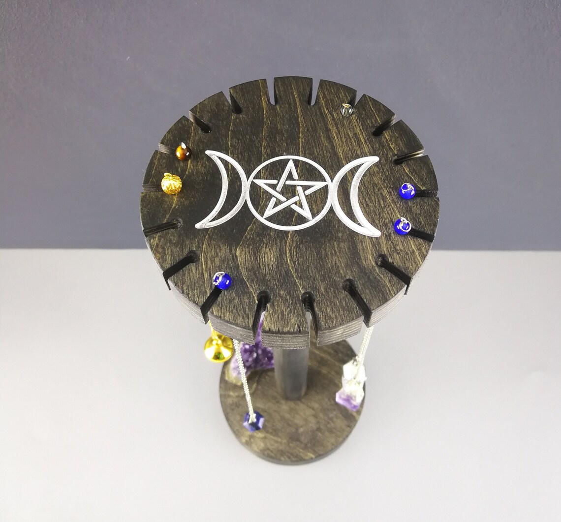 Pendulum Stand With Pentacle Triple Moon Engrave, Pendulum Holder ...