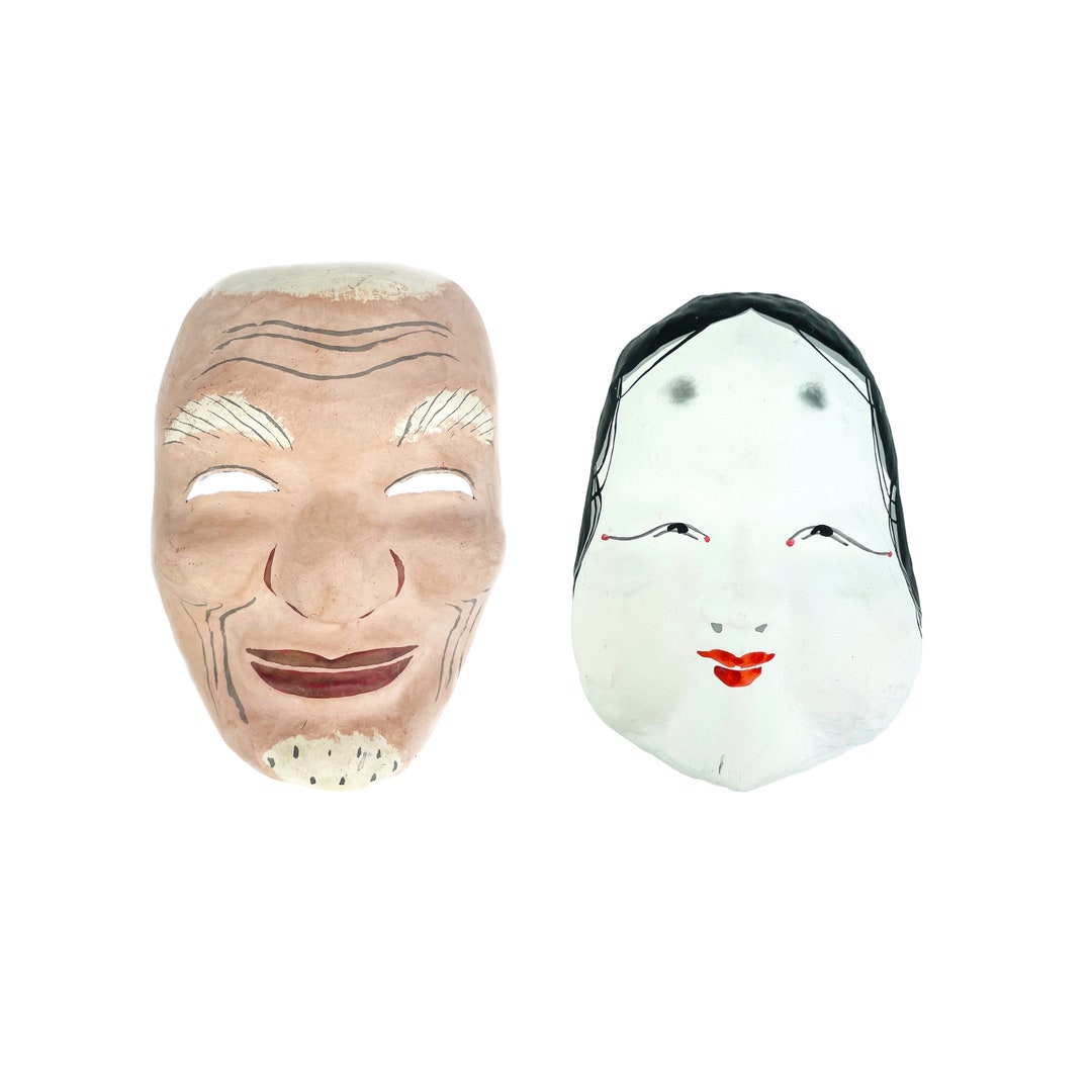 2 Lovely Japanese Hariko Omen Mask / Hariko Paper-mache Mask / Japanese ...