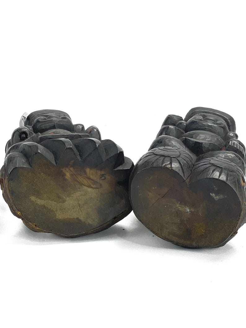 Antique Meiji Daikoku & Ebisu Wood Statues: Japanese Lucky Gods - Etsy