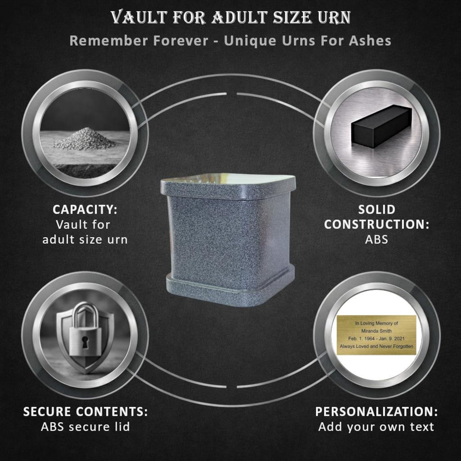 Cemetery Stone Urn Vault Grave Cremation Urn for Ground Burial Human ...