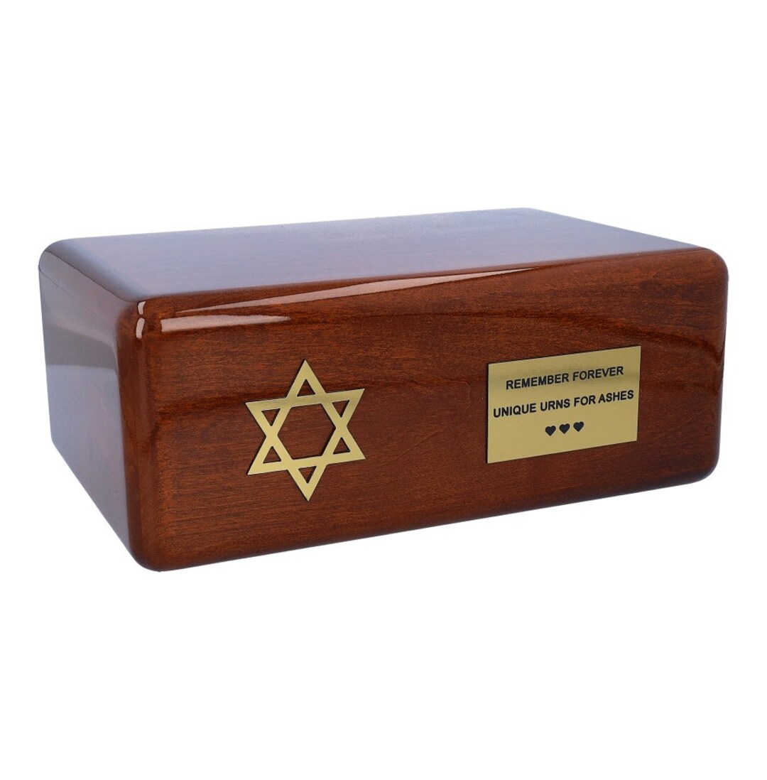 Wooden Jewish Urn for Ashes Urn With Star of David Dignified Memorial ...