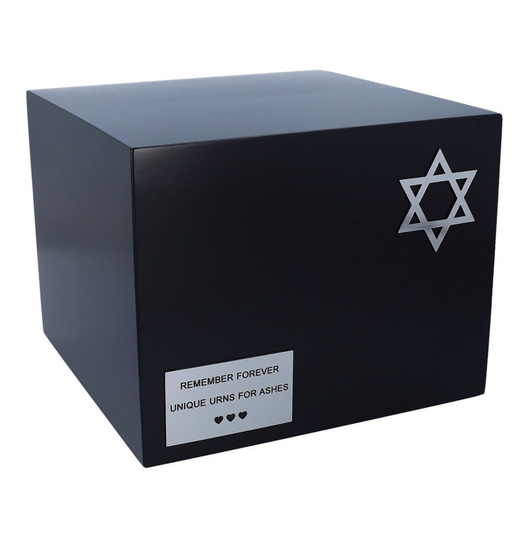 Jewish Urn for Adult Black Wooden Urn With Star of David Cremation Urn ...