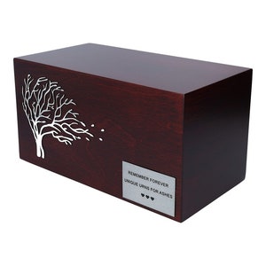 Rectangle Urn With Tree of Life Urn Ashes Box Casket Box Wooden Urn Box ...