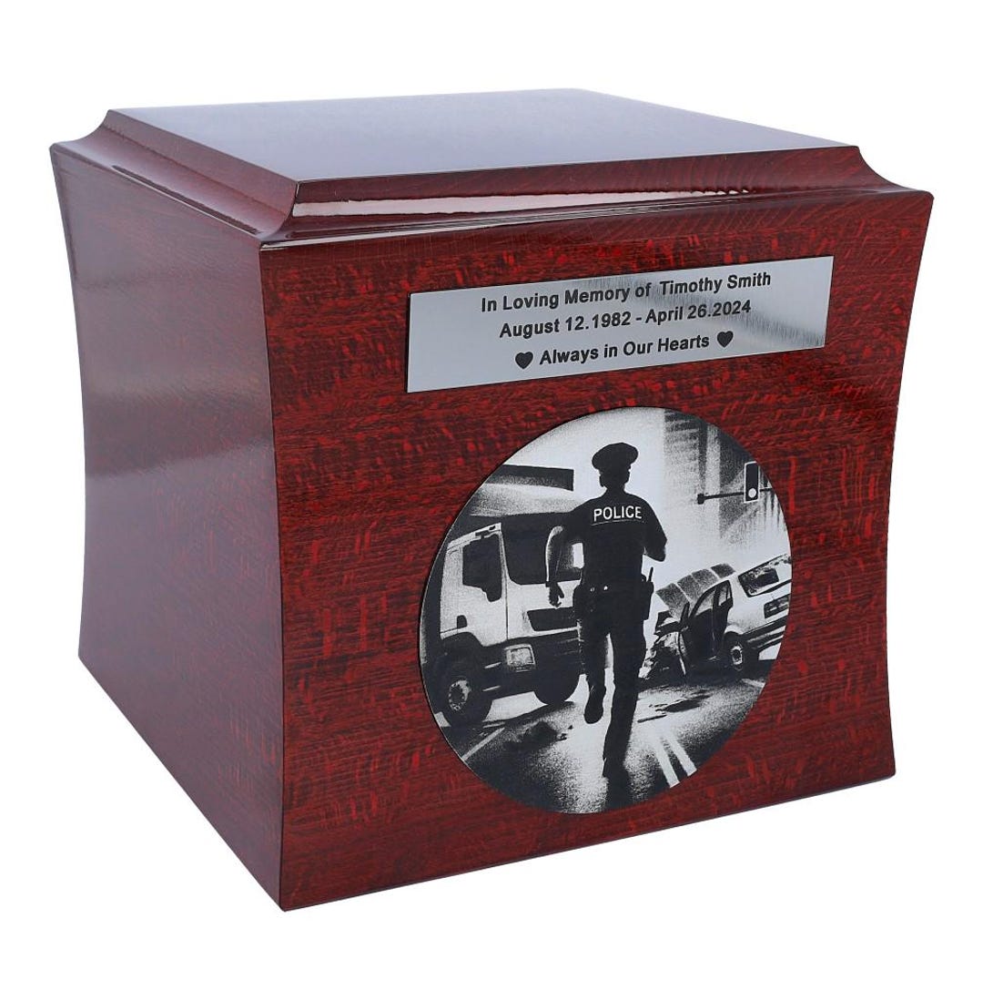 Urn for a Policeman Cremation Urn for Police Officer Urn for Cop Wooden ...