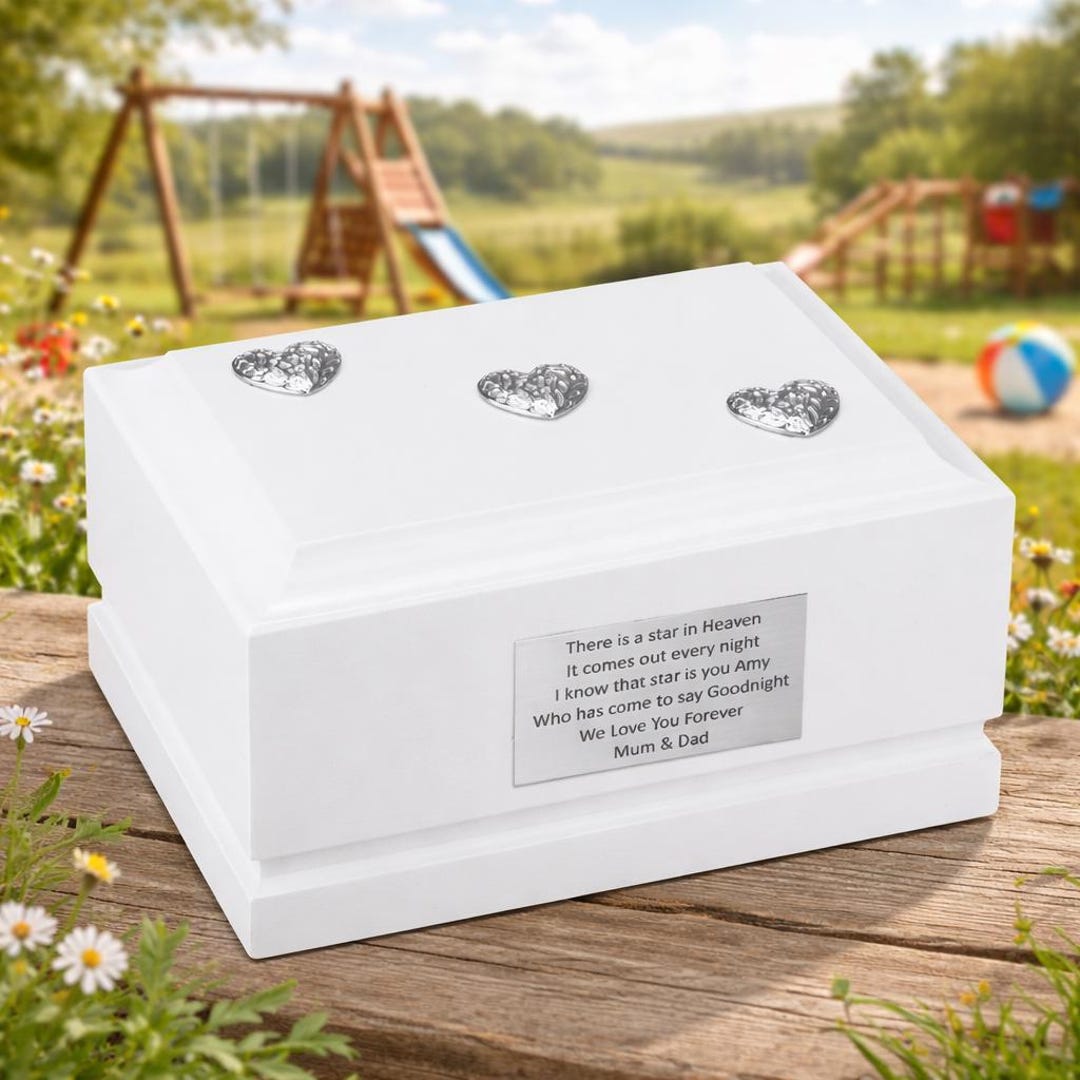 White Child Cremate Urn Memorial Infant Urn Stunning Cremation Ashes ...