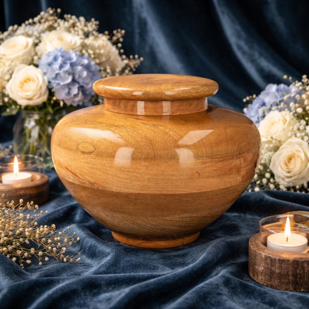 Mango Wood Urn for Human Ashes Segmented Wooden Cremation Urn Wood ...