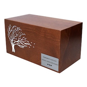 Rectangle Urn With Tree of Life Urn Ashes Box Casket Box Wooden Urn Box ...
