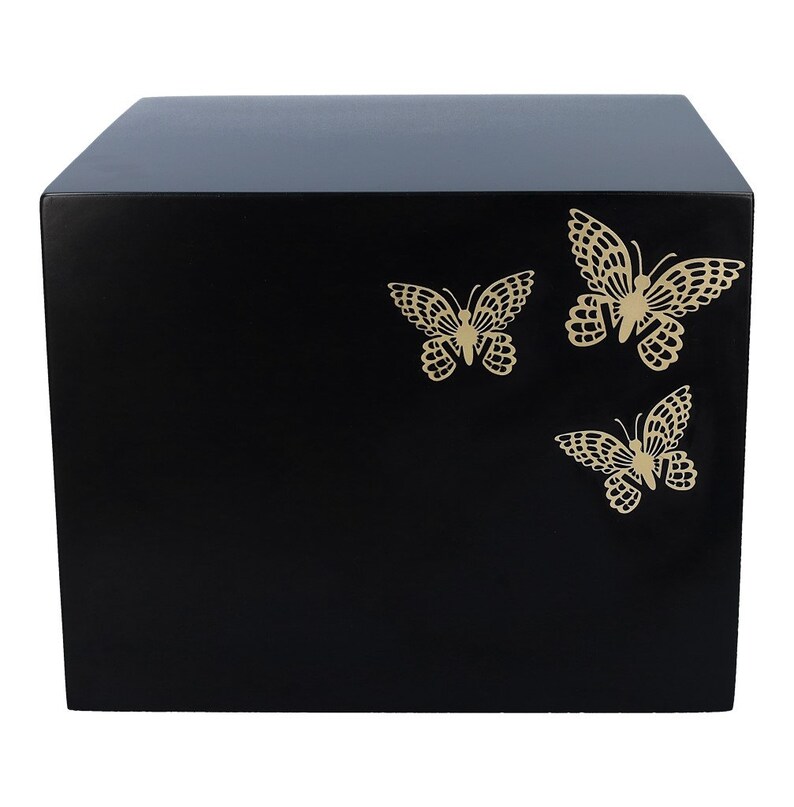 Black Urn With Butterflies Box-shaped Cremation Urn for Adult Full Size ...