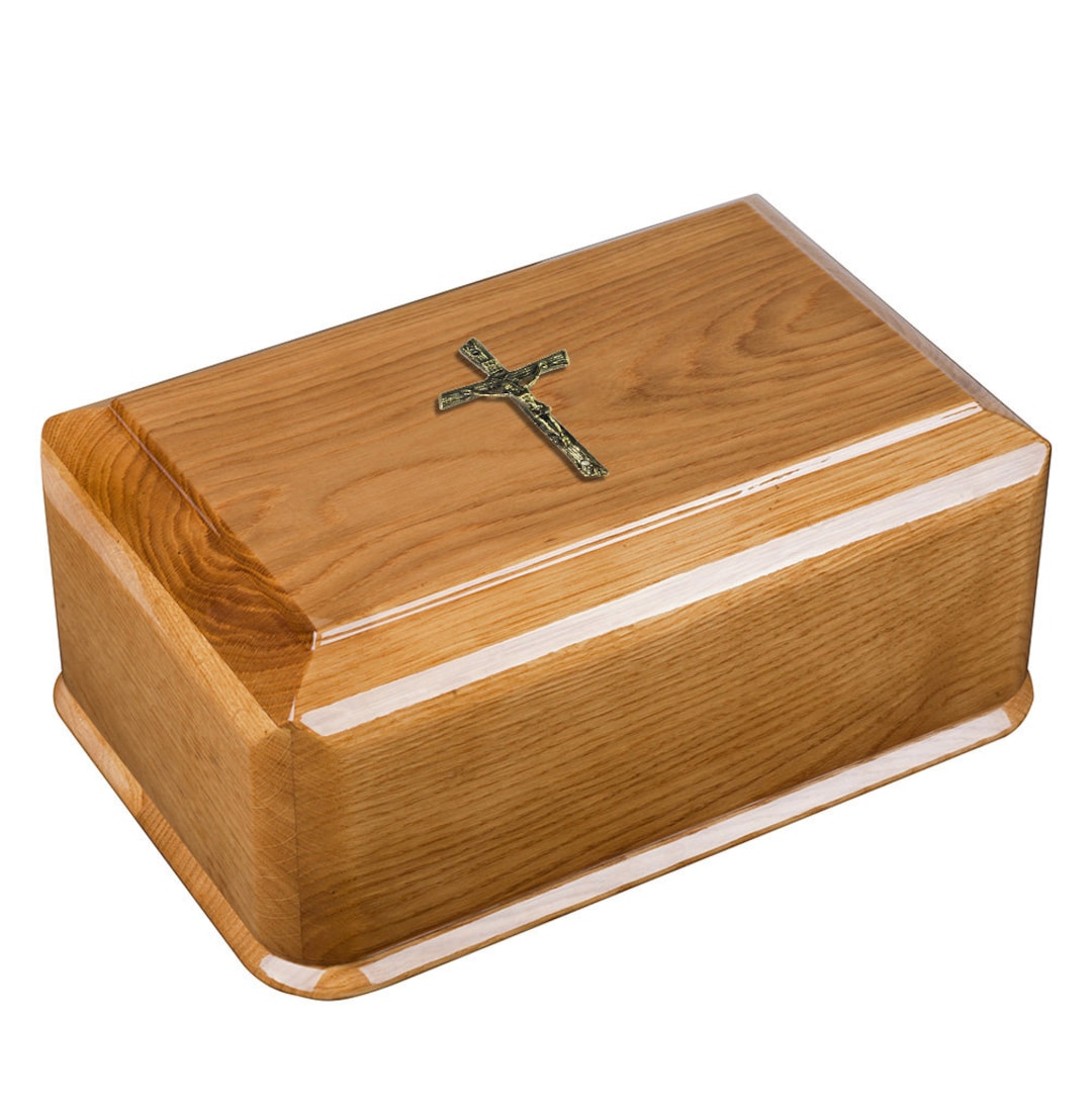 Catholic Wood Urn With Cross Casket & Urn for Human Remains Urn for ...