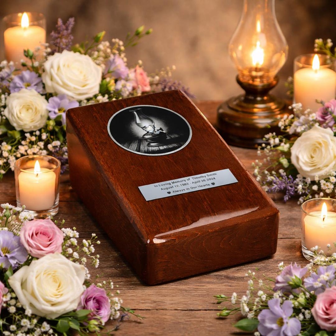 Cremation Urn With Oil Lamp Symbolic Urn With Light Light Tribute Urn ...