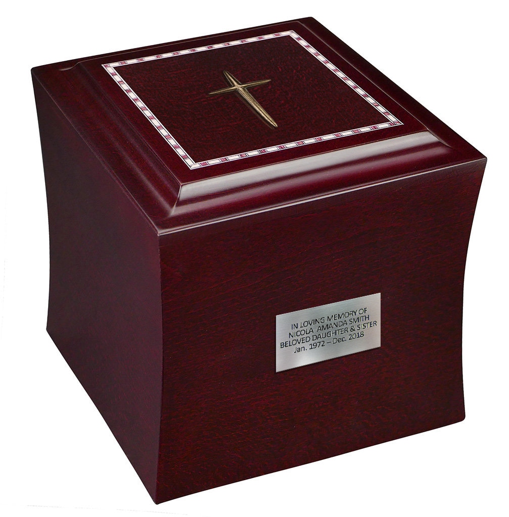 Mahogany Urn for Ashes Box for Remains Cremation Urn With Rose Urn ...