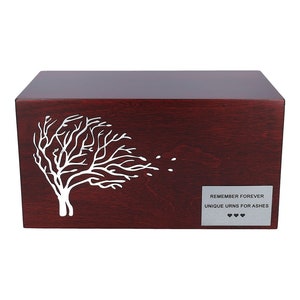 Rectangle Urn With Tree of Life Urn Ashes Box Casket Box Wooden Urn Box ...