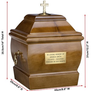 Solid Wood Urn With A Cross Urn for Catholic Funeral Wooden Casket for ...