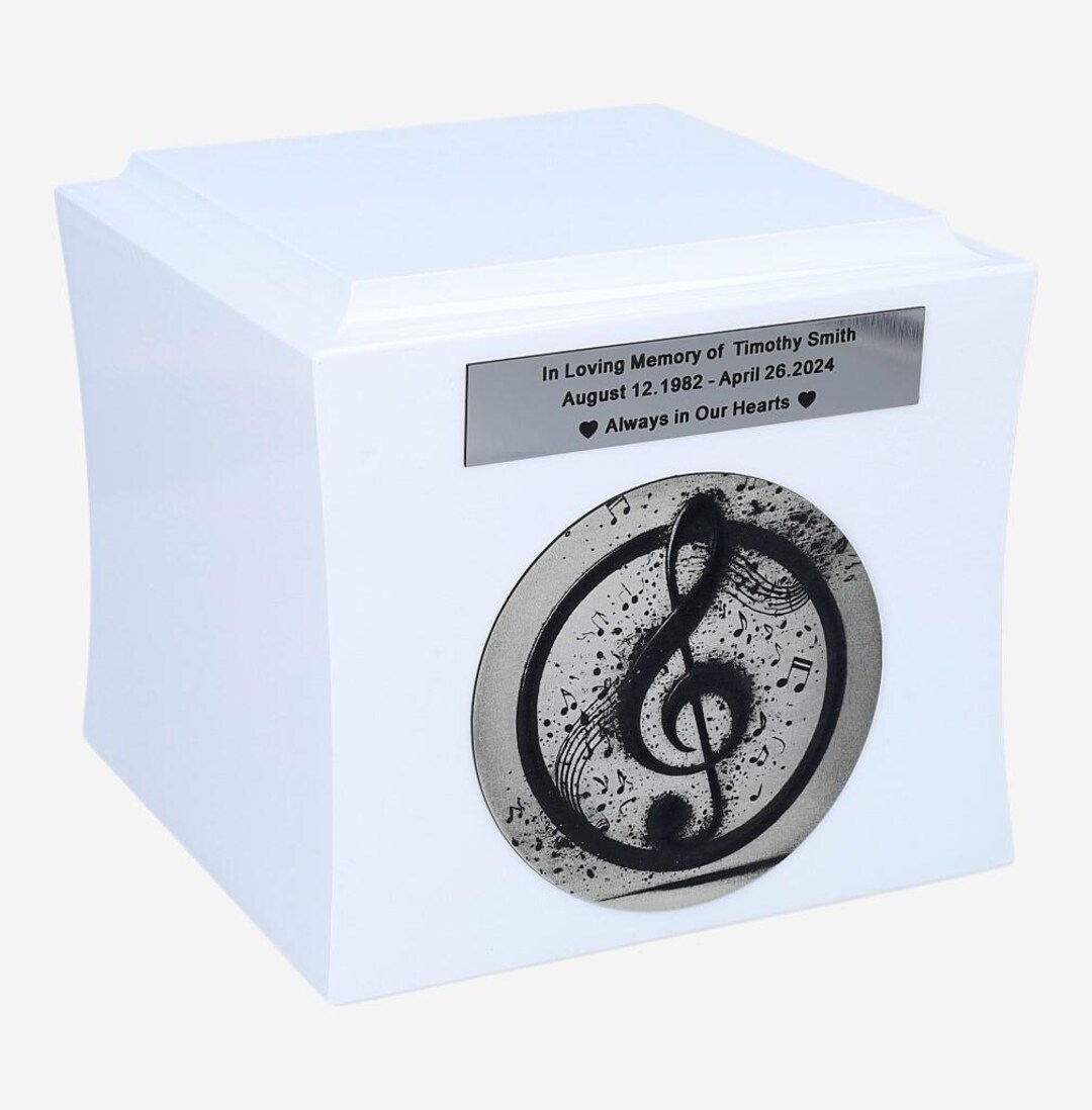 Wooden Urn With Treble Clef Urn for Musician With Notes Urn With Sheet ...