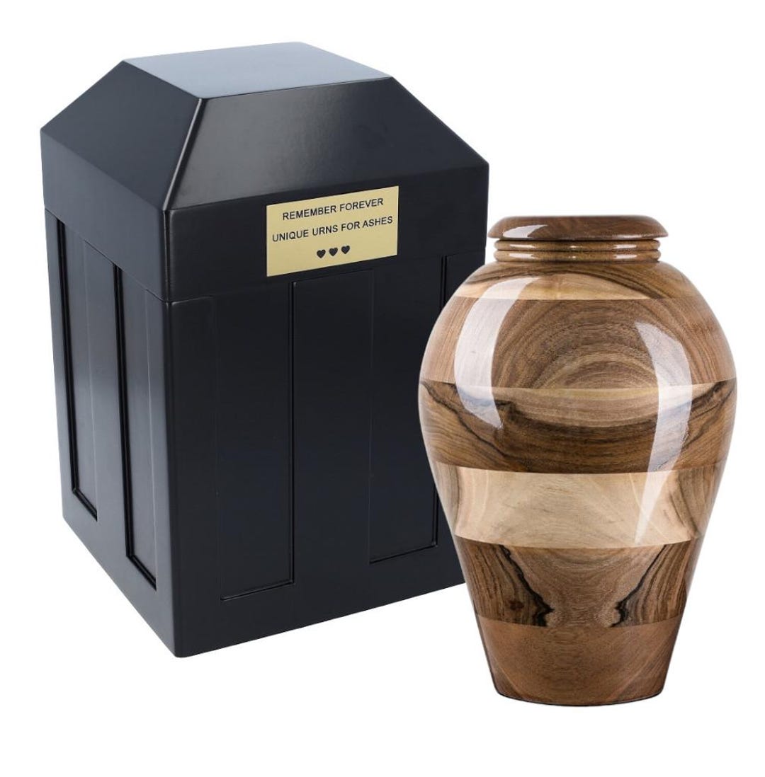 Wooden Urn and Capsule - Vault for Burial Set Walnut Medium Size Urn ...
