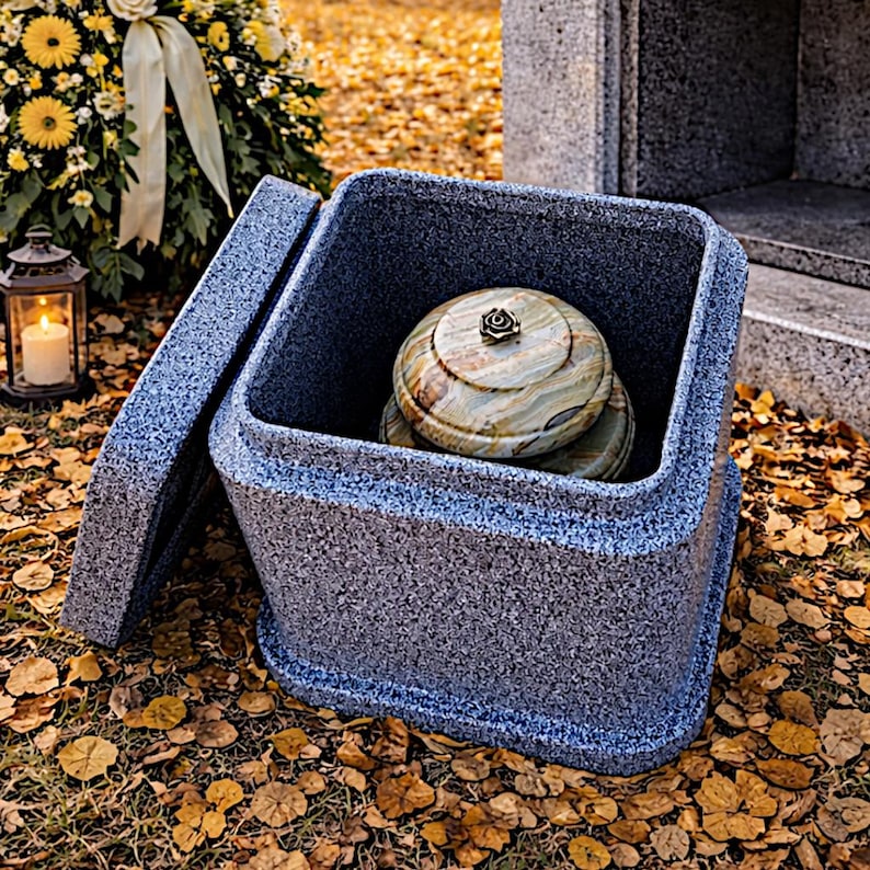 Cemetery Stone Urn Vault Grave Cremation Urn for Ground Burial Human ...